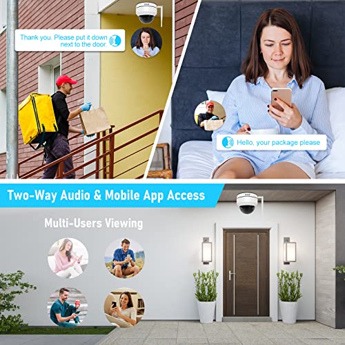 YoLuKe 5MP PTZ WiFi Camera Outdoor,5X Optical Zoom Security Outdoor Dome Camera with Ceiling/Night Vision/128G SD Card Slot/Human Detection/IP66 Waterproof…