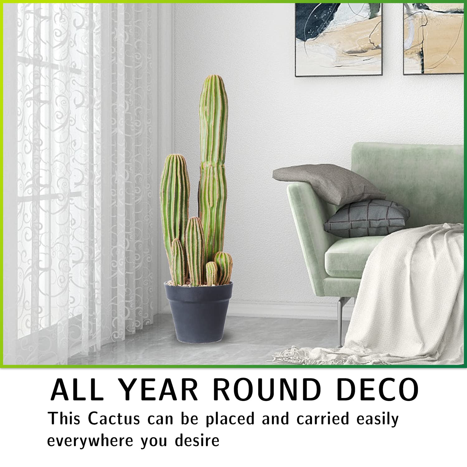 AntHousePlant Artificial Cactus Fake Big Cactus 24 Inch Faux Cacti Plants for Home Garden Office Store Decoration