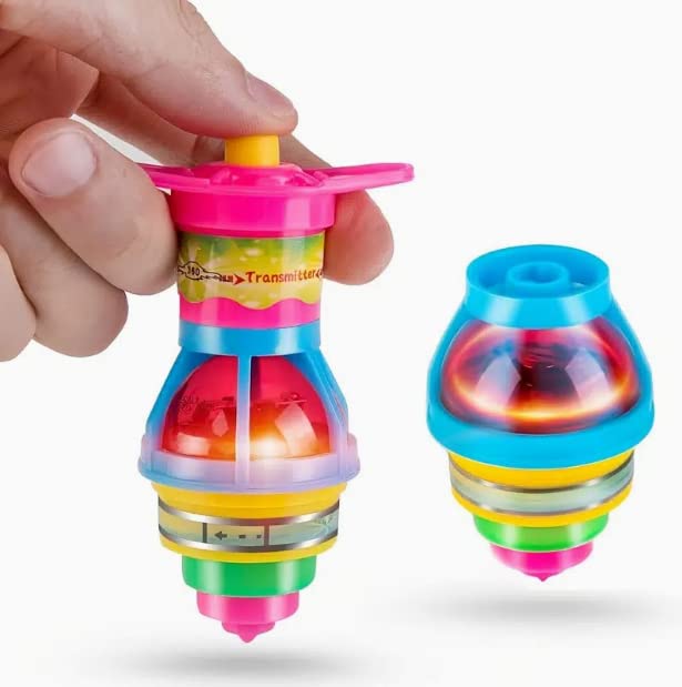 4pcs/Pack LED Light Up Flashing UFO Spinning Tops with Gyroscope Novelty Bulk Toys Party Favors