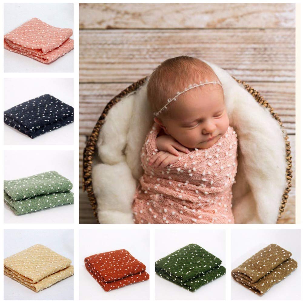Matissa Newborn Baby Photography Prop Baby Girl/Boy Mohair Swaddle Wrap Blanket (Burnt Orange)