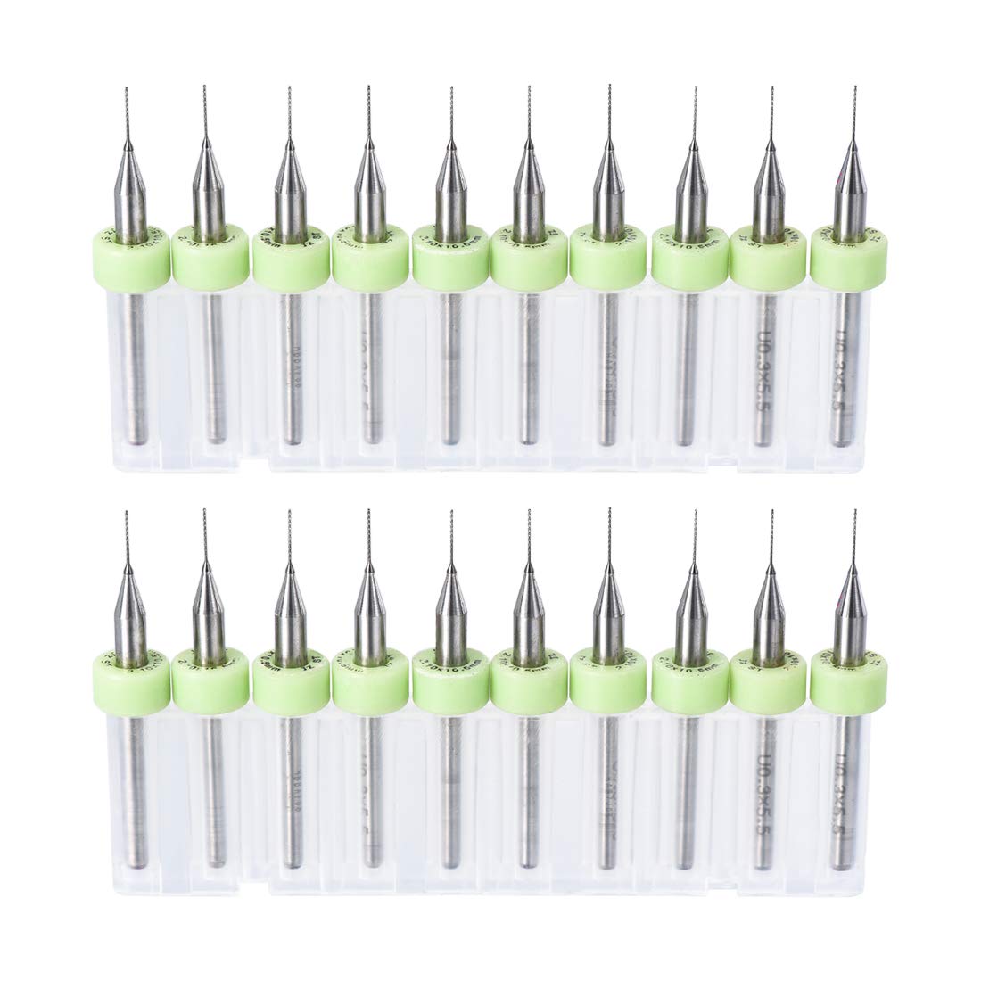 uxcell PCB Drill Bits 0.3mm Tungsten Carbide Rotary Tool Jewelry CNC Engraving Print Circuit Board Micro Drill Bits 1/8 Inch Shank 2 Set (20 Pcs)