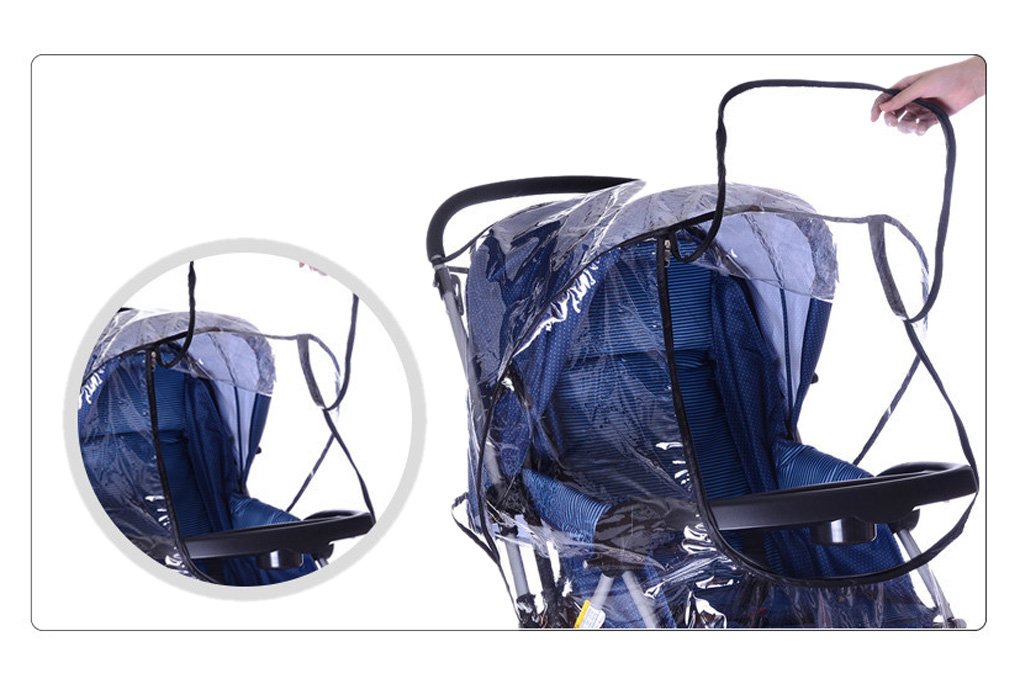 Clear Stroller Rain Cover Travel Weather Shield Breathable Windproof Waterproof Baby Pram Stroller Rain Cover Canopy Protect from Rain Wind Sun Dust Snow Universal Baby Stroller Accessories