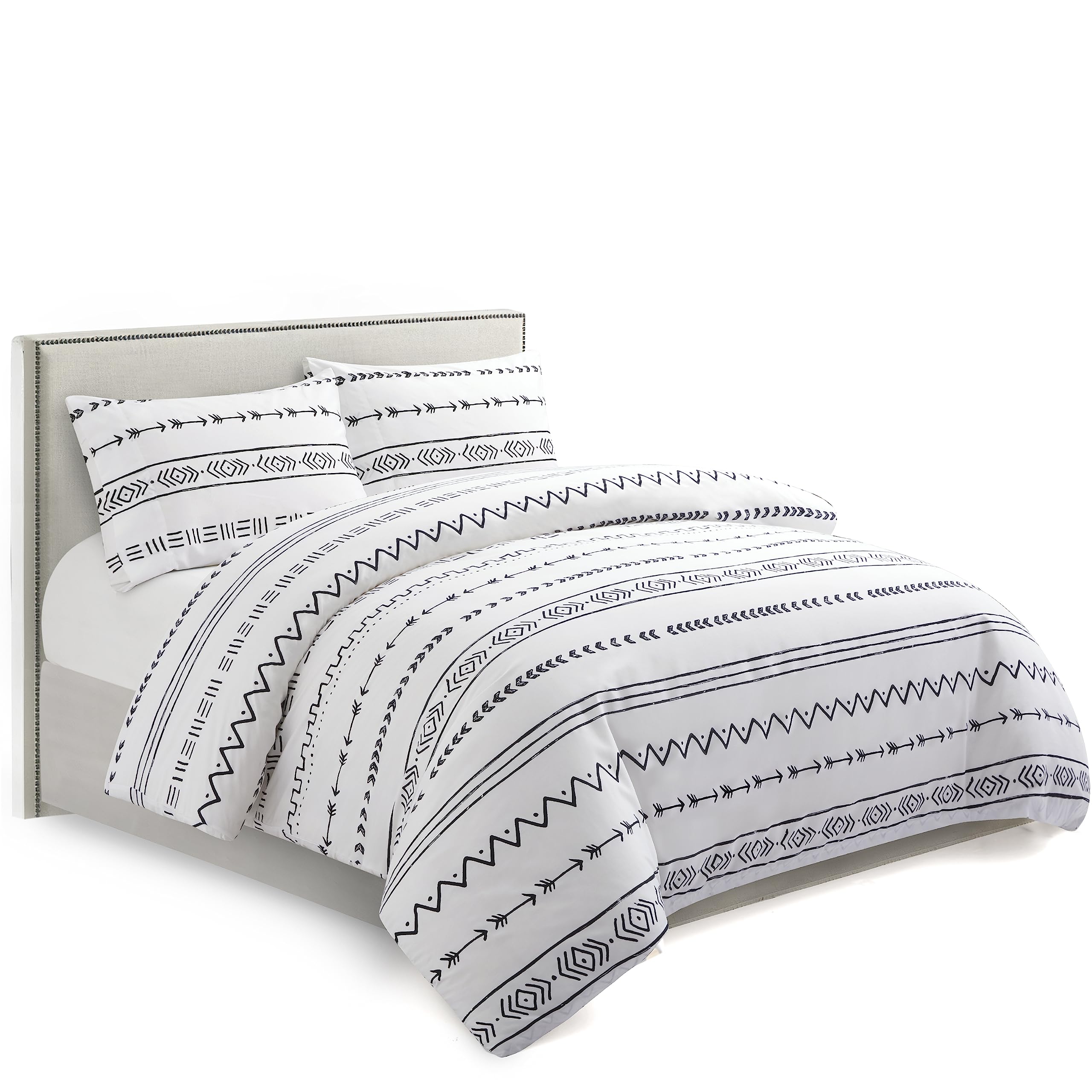 Marina Decoration Ultra Soft Silky Zipper Rich Printed Rayon Derived from Bamboo All Season 2 Pieces Duvet Cover Set with 1 Pillowcase, Simplify Modern Geometric Pattern Twin/Single Size