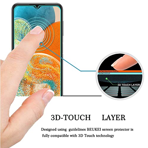 beukei (3 Pack) Compatible for Samsung Galaxy A23 5G / Galaxy A23 Screen Protector Tempered Glass,Touch Sensitive,Case Friendly, 9H Hardness