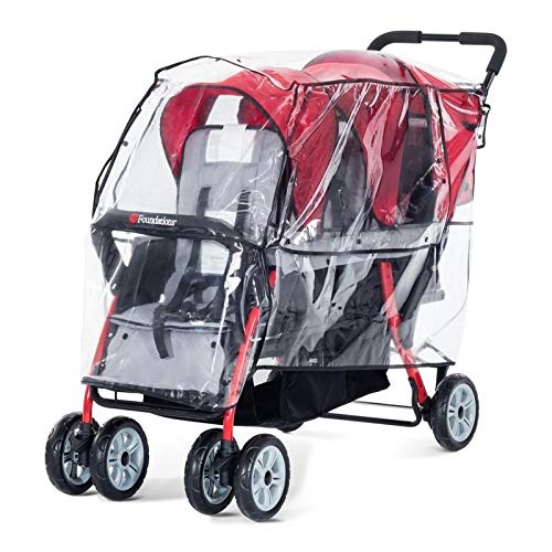 Foundations Trio Sport 3-Seat Stroller Rain Cover, Easy to Use Snaps Surrounding a Mesh Window, Air Ventilation While Covered, 360 Degree Flaps (Clear)