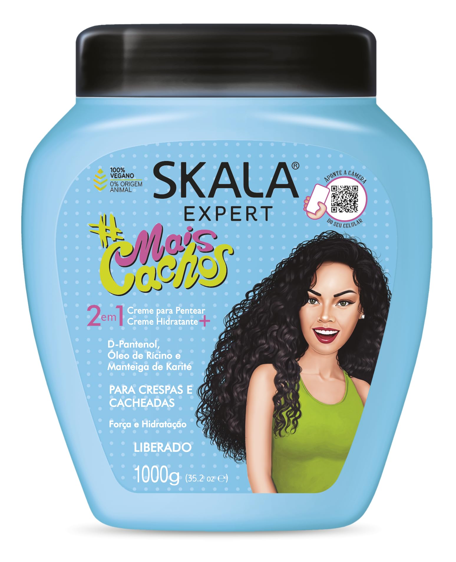 SKALA Hair Type 3ABC Mais Cachos - More Curls Eliminate Anti Frizz, For Curly Hair 2 in 1 Conditioning Treatment Cream and Cream To Comb - 35.2Oz