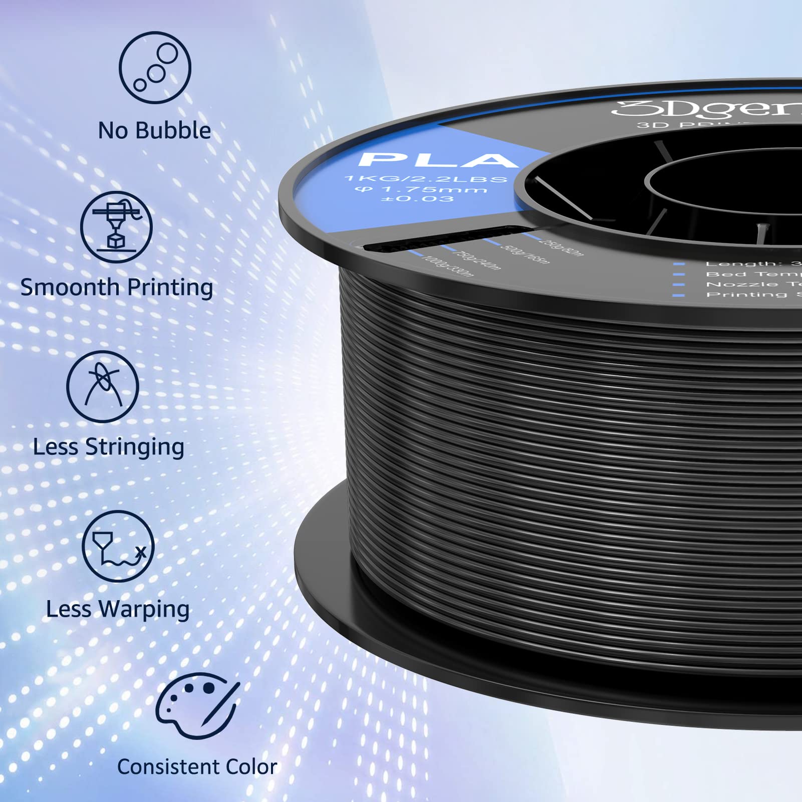 3Dgenius PLA 3D Printer Filament PLA Filament 1.75mm 250g Spool 3D Printing Filament 1.75mm PLA Filament Dimensional Accuracy +/- 0.03mm, Grey PLA Fit Most FDM Printers