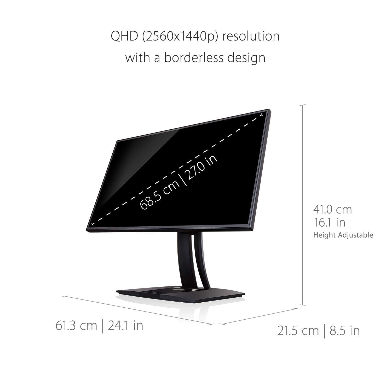 ViewSonic VP2768a 27-Inch IPS 1440p Monitor with Advanced Ergonomics, 90W USB C, RJ45, HDMI, Daisy Chain (Renewed)