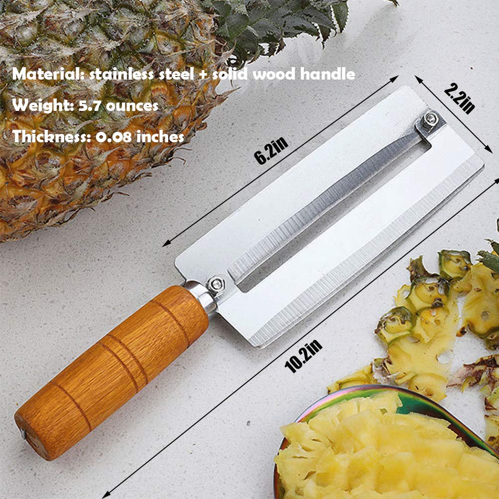 SUPER ZR Sugar Cane Peeler Knife Sugarcane Peeling Kinves Pineapple Peeling Knife Artifact Planing Knife-Stainless Steel-Natural Non-slip Wooden Handle