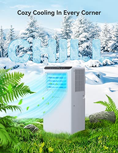VAGKRI Portable Air Conditioners 8000 BTU 3-in-1 AC Unit with Fan & Dehumidifier, Cools up to 150 sq. ft. with Side Handles & Casters, LED Display Full-Function, Remote Control
