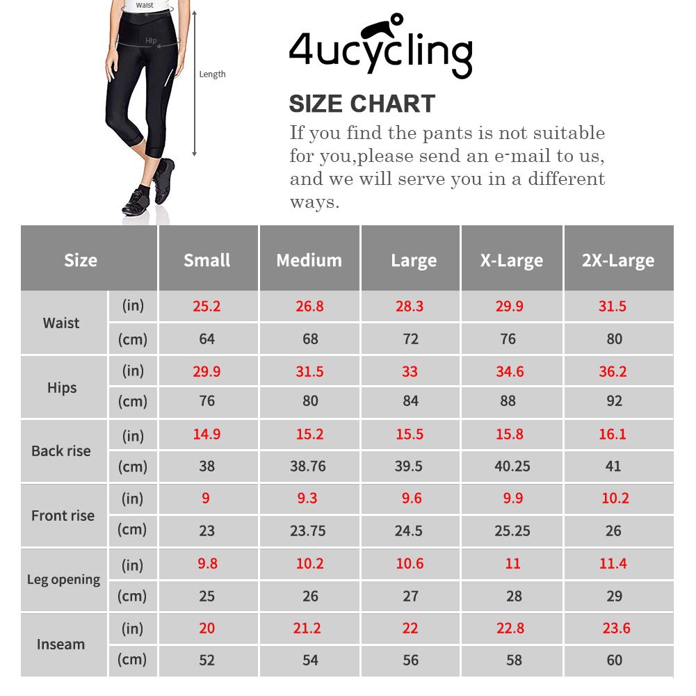 4ucycling Premium 3d Padded Breathable ¾ Cycling Tights, Black/Pink,WEIGHT:110-121Lbs HEIGHT:5'3-5'5 / M