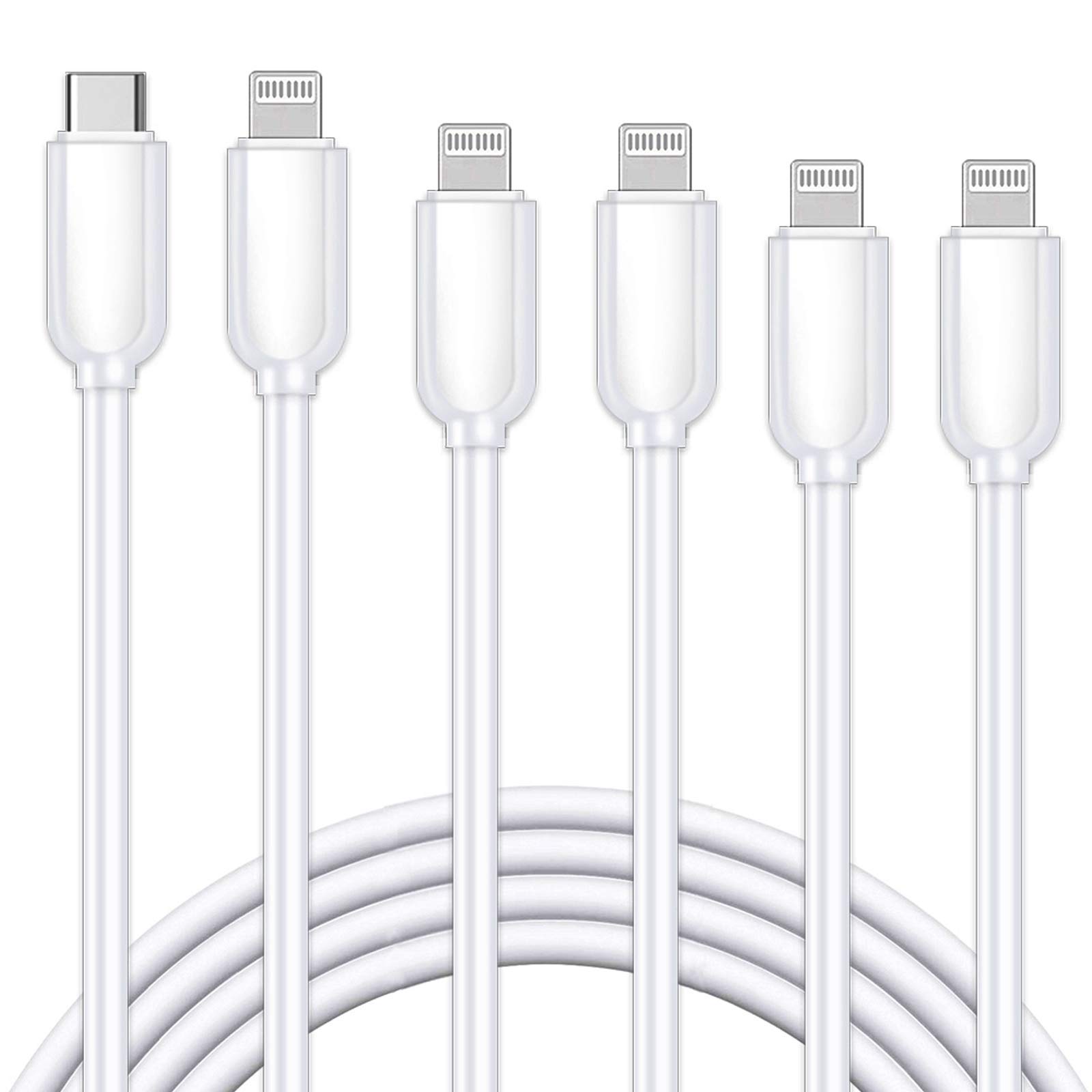 USB C to Lightning Cable MFI Certified iPhone Cable Fast iPhone Charger Cable 20W PD 5Pack 3/6/10FT Type C Charging & Syncing Data Compatible iPhone 12 Pro Max Mini 11 X XR XS 8 P iPad iPod (White)