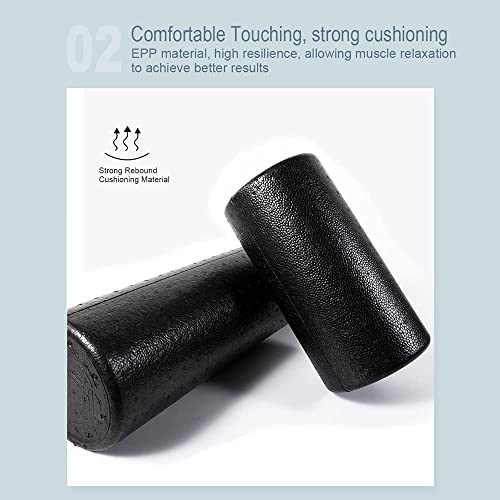 3Sizes Pilates Foam Roller Black Yoga Foam Roller Exercise Equipment Massage Roller Body for Women Men,45cm
