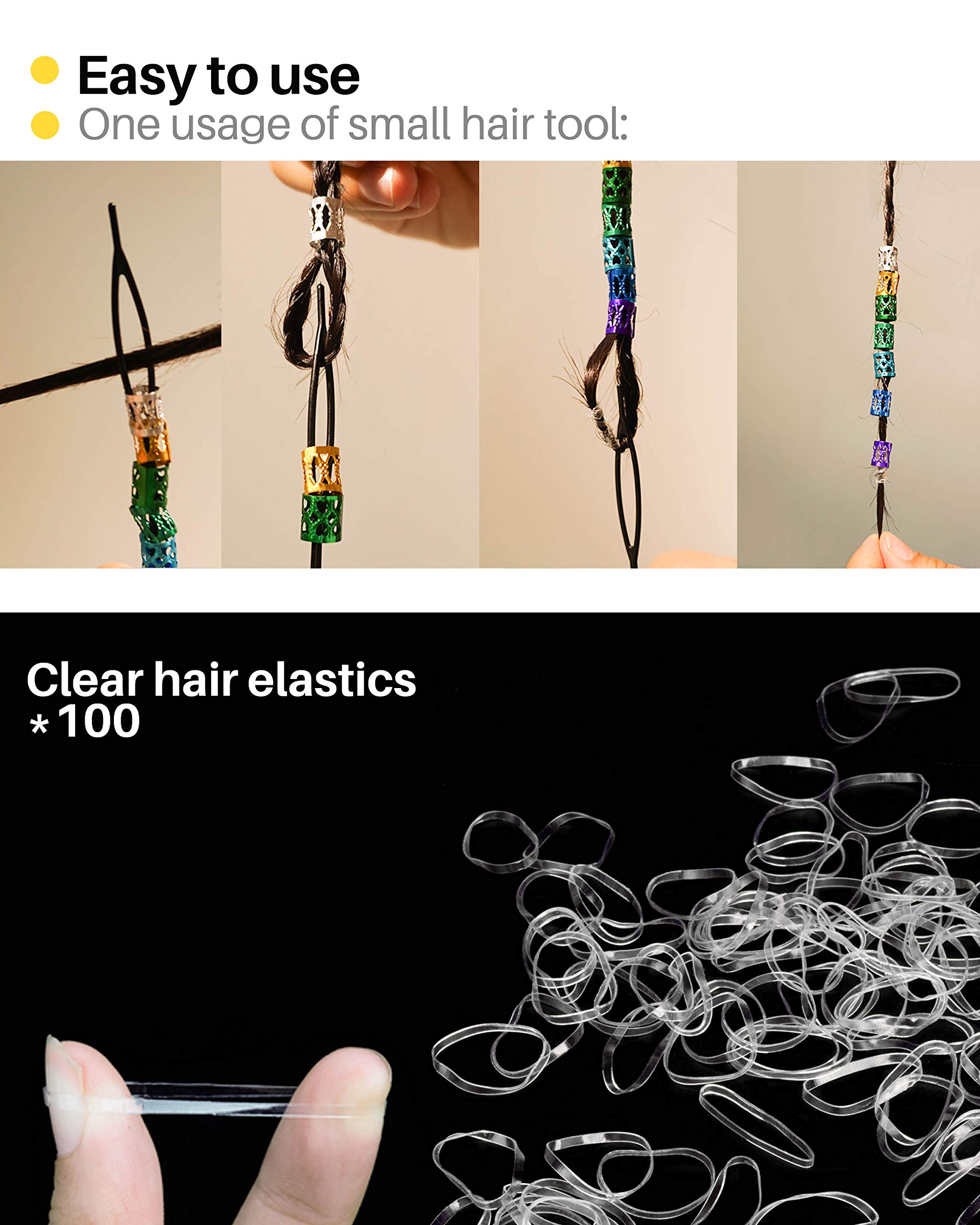 Topsy Tail Hair Tool for Women with 100 Colorful Hair Elastics, 12 Pcs Pull-Through Hair Accessories for Girls by MoHern