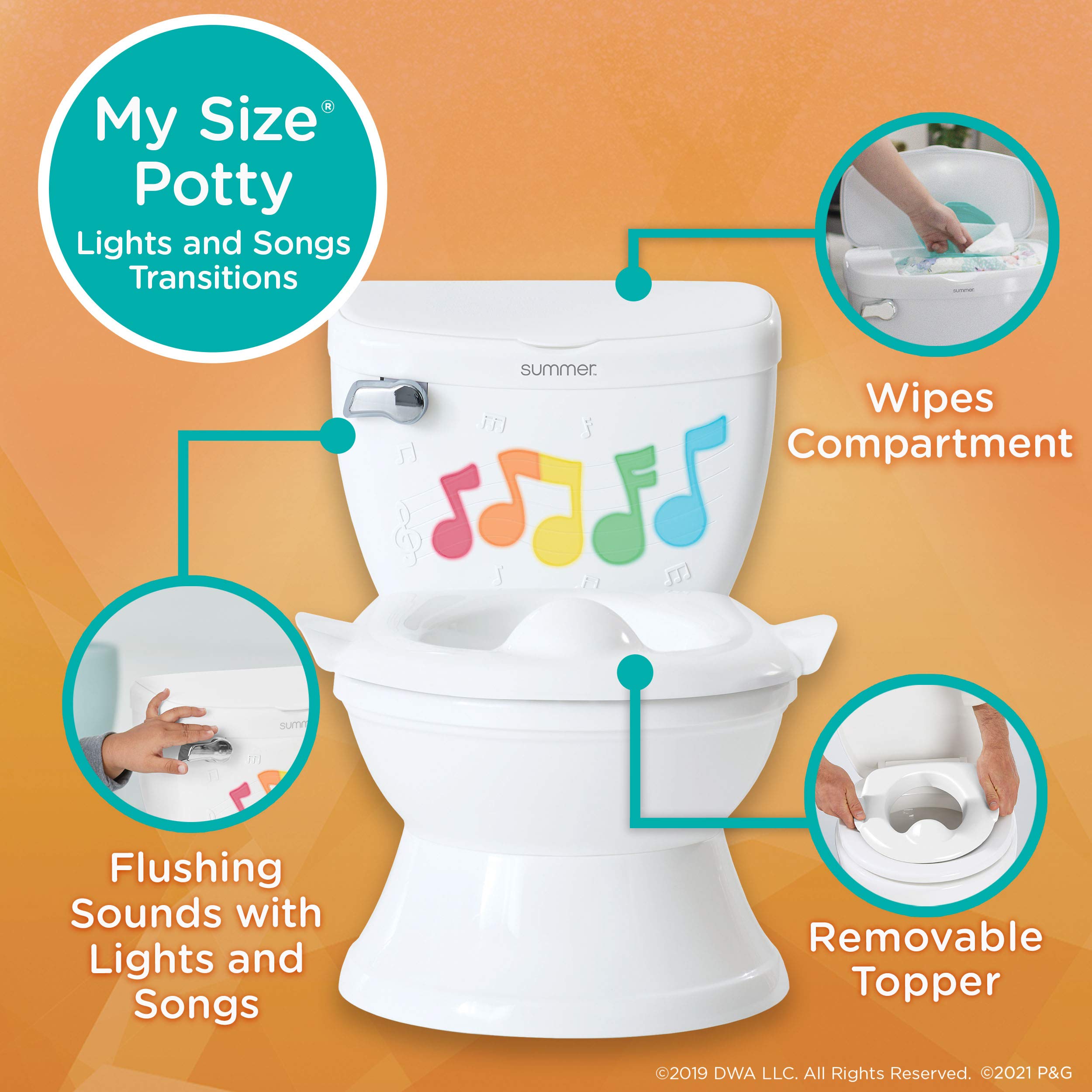 Potty Training Seat Starter Kit—My Size Potty Lights & Songs Transitions and Pampers Easy Ups 4T-5T Potty Training Underwear for Girls and Boys, Size 6, 104 Count (Packaging May Vary)