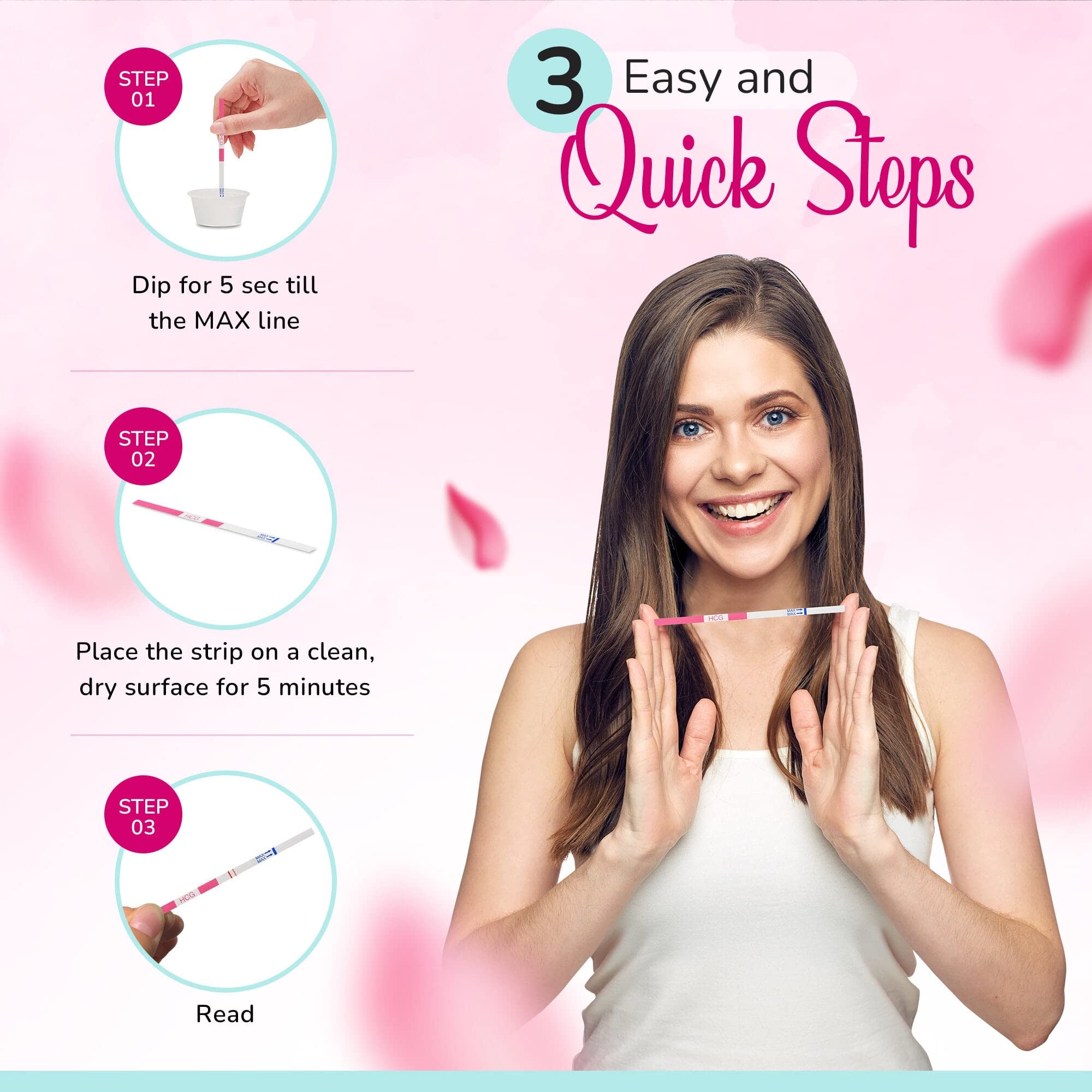 Clinical Guard 25 Pregnancy Tests Early Detection Strips - FSA HSA Eligible - Sensitive & Accurate Measurement Within 5 mins -Pregnancy Test Strips for Women - HCG Test Strip Kit- Pruebas De Embarazo