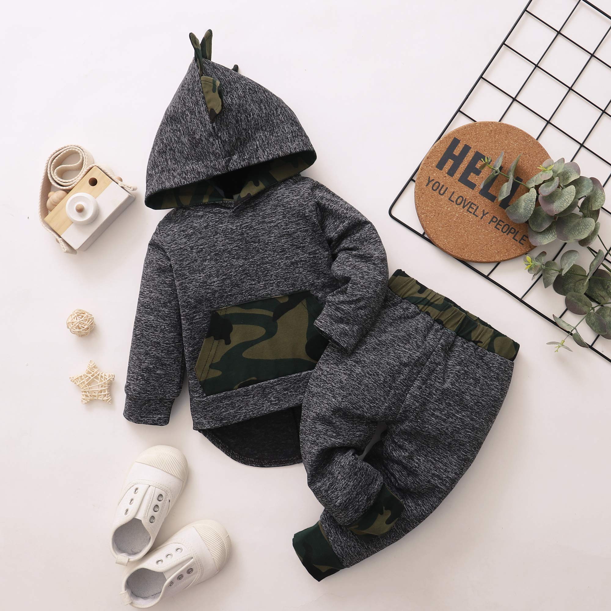 Renotemy 3 4 Year Old Boy Clothes Baby Boy Hoodie Tops Sweatsuit Jackets Pants Outfit Set 3T-4T Boy Clothes