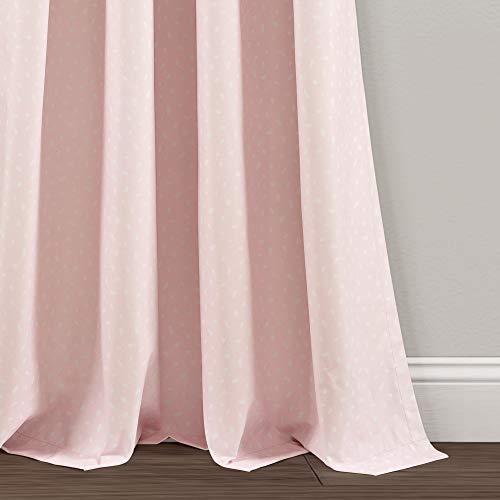 Lush Decor Pixie Fox Geo Blackout Window Curtain Panel, Single Panel, 52" W x 84" L, Pink - 100% Blackout Curtains - White & Pink Curtains for Kids & Baby - Geometric Dots - Bedroom & Nursery Decor