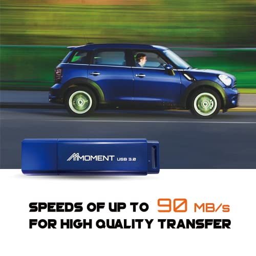 Mmoment MU37 32GB Single Pack USB 3.0 Flash Drive, Thumb Drive for Data Storage, Memory Stick with Read Speed up to 90MB/s, Jump Drive with Protection Cap, Modern Matte Blue (32GB)