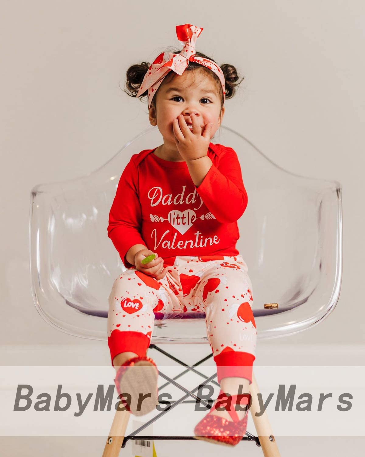 Newborn Baby Girls Valentines'Day Daddy's Little Valentine Outfits Clothes(0-3Months) Red