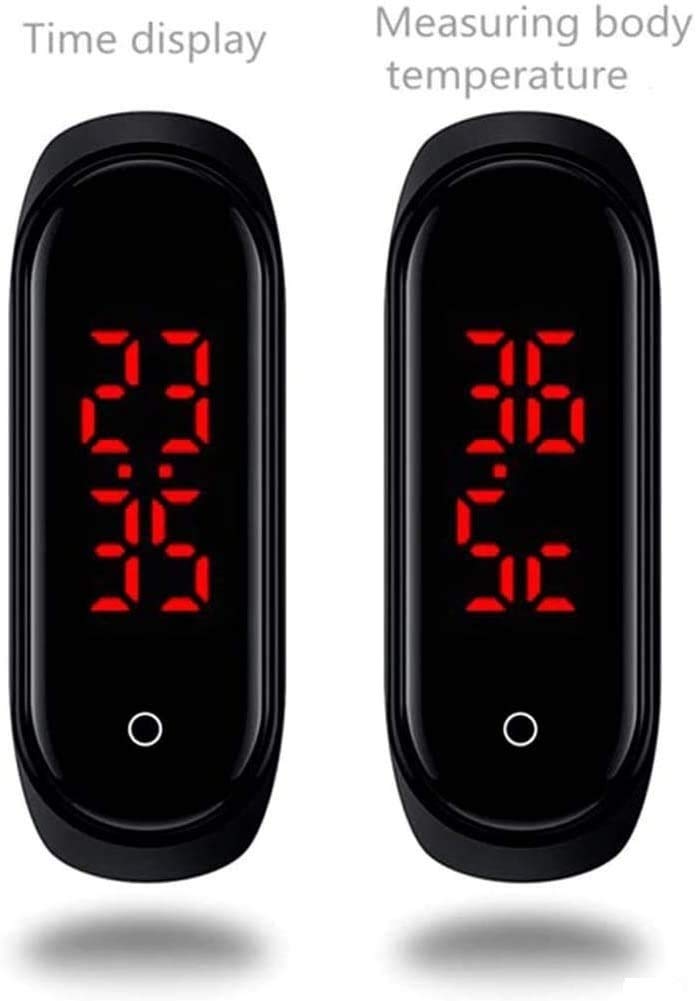 TRACER Bracelet Smart Wristband Watch Body Temperature Measuring Real-time Display Smartwatches,Waterproof - Black