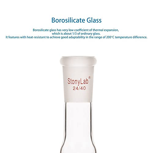 stonylab Glass Straight Drying Tube, Borosilicate Glass Drying Tube Adapter with 24/40 Standard Taper Joints for Laboratory Lab Supply