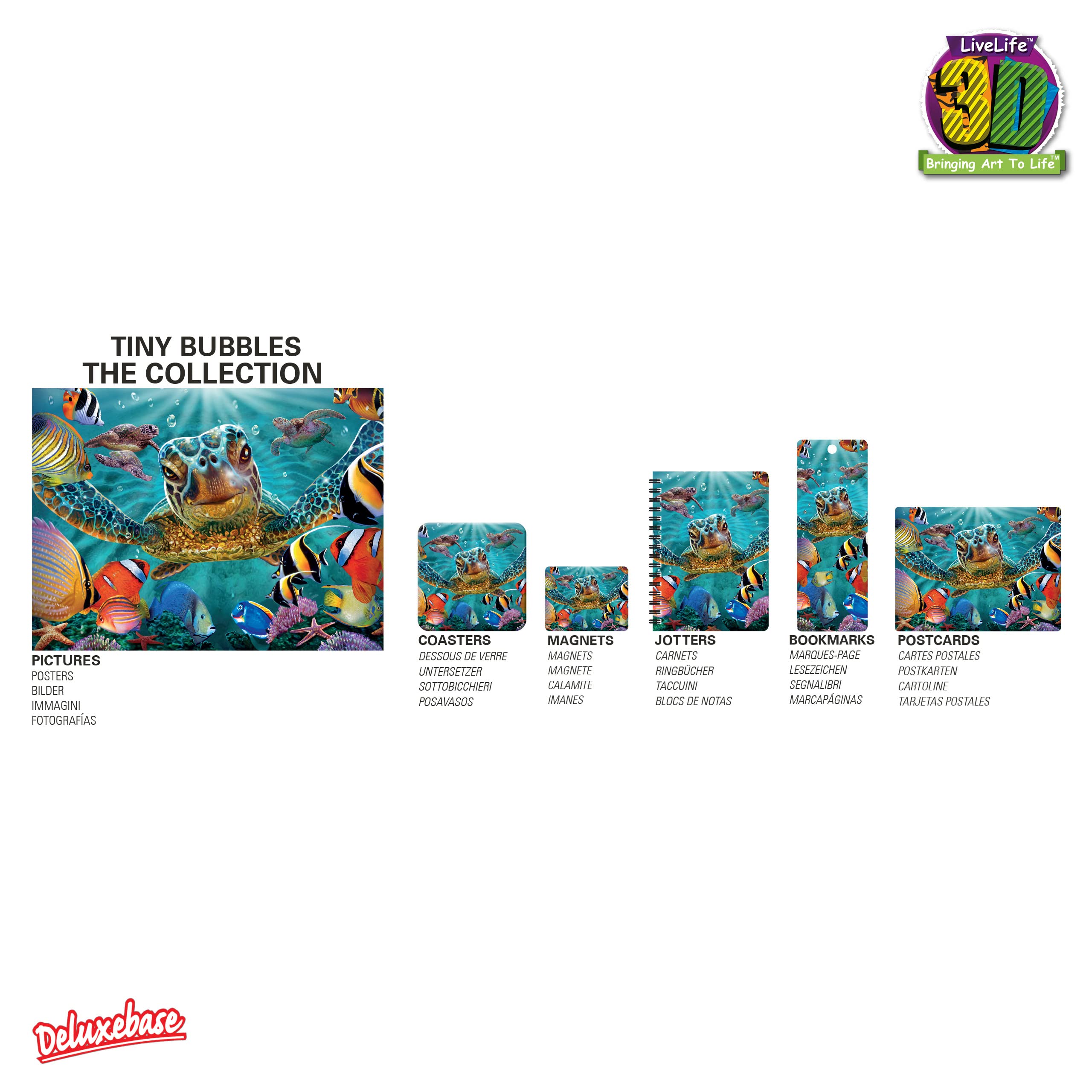 3D LiveLife Greeting Card - Tiny Bubbles from Deluxebase. Colourful Sea Turtle Lenticular 3D Card for any occasion and age. Original artwork licensed from renowned artist, Steve Sundram