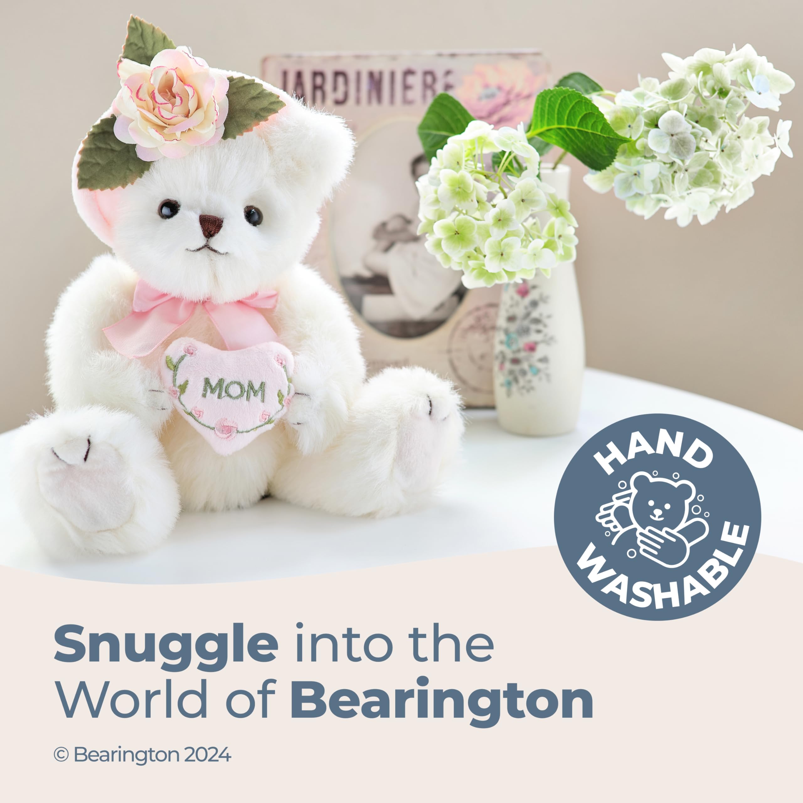 Bearington Mommy Tenderheart White Stuffed Bear, 10 Inch Mommy Teddy Bear