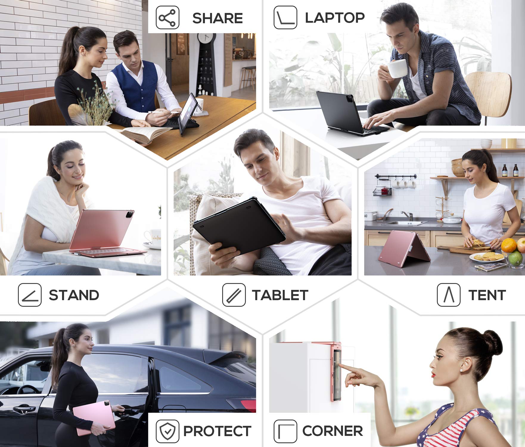 iPad Keyboard Case for iPad 2018 (6th Gen) - iPad 2017 (5th Gen) - iPad Pro 9.7 - iPad Air 2 & 1 - Thin & Light - 360 Rotatable - Wireless/BT - Backlit 10 Color - iPad Case with Keyboard (Black)