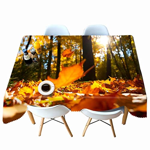 3D Maple Leaf Landscape Sunset Forest Tablecloth Dustproof Rectangular Table Cloth for Party Wedding Decoration De Table A4 140x210cm