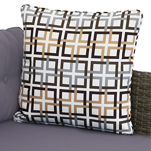 Sunnydaze Longford Outdoor Patio Sectional Sofa Set - Backyard Resin Rattan Chaise Lounge Furniture with Coffee Table and Thick Cushions - Conversation Set - Charcoal Cushions