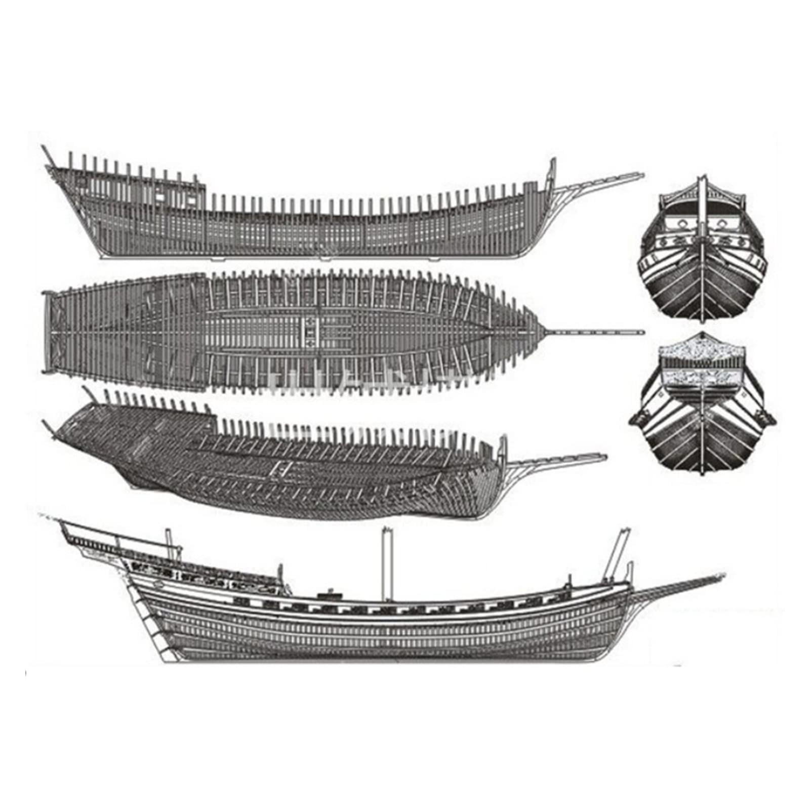 3D Model Space Sense 1/48 Full Rib Shark Le Requin Sailboat Model Kit Wooden DIY Handmade Boat Model Puzzle Sailing Theme Party