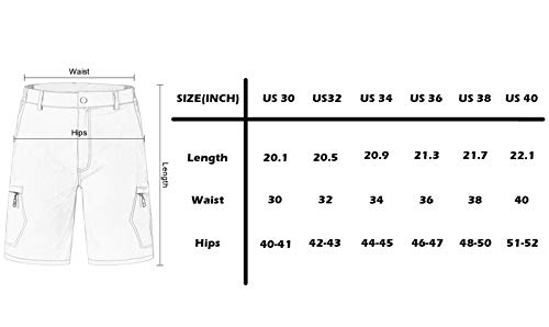 BASUDAM Men's Cargo Hiking Shorts Stretch Quick Dry Lightweight Work Shorts 6 Pockets for Camping Travel Light Grey 36