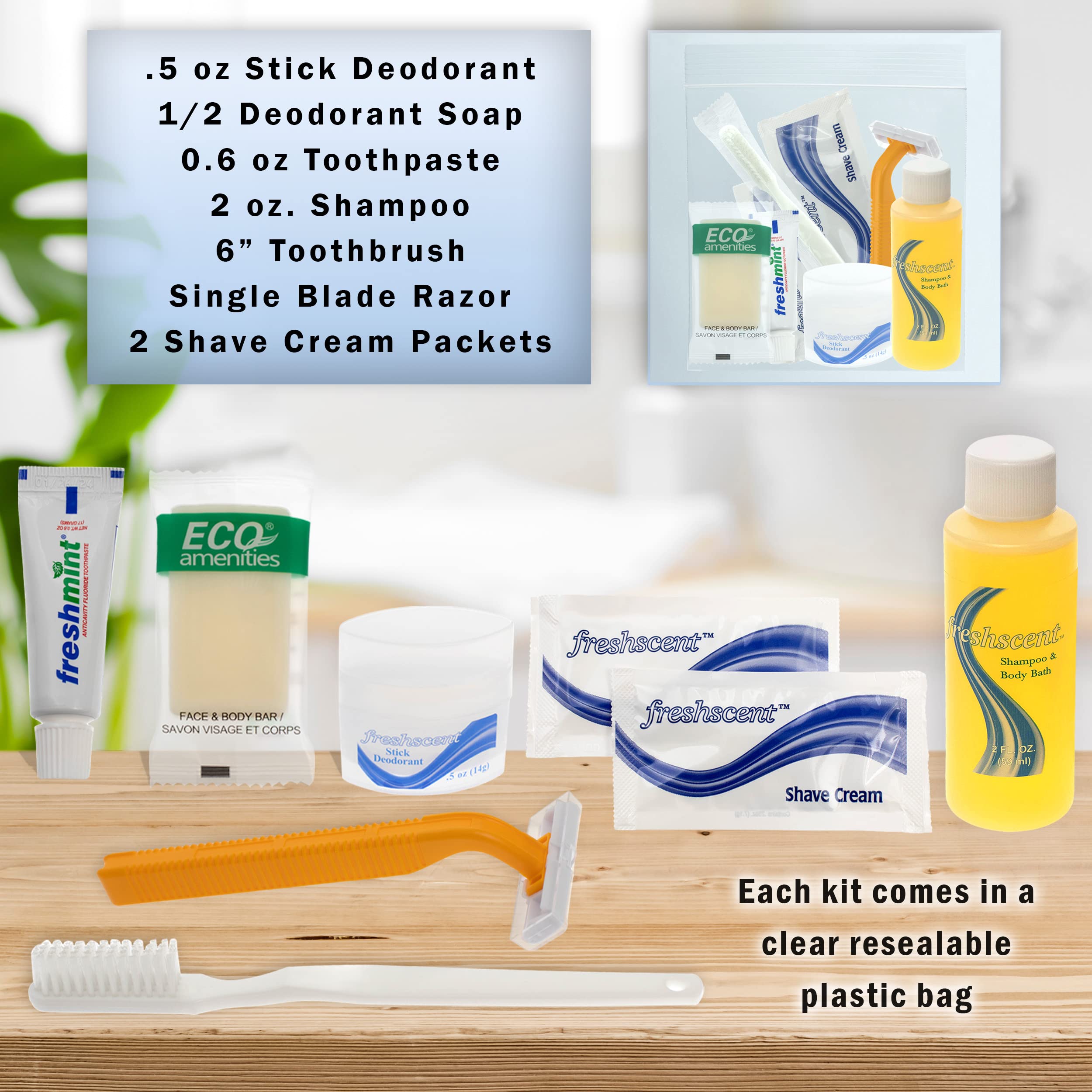 Moda West 24 Kits - Bulk Case of Wholesale Adult Basic Toiletries for Men, Women, Travel, Charity