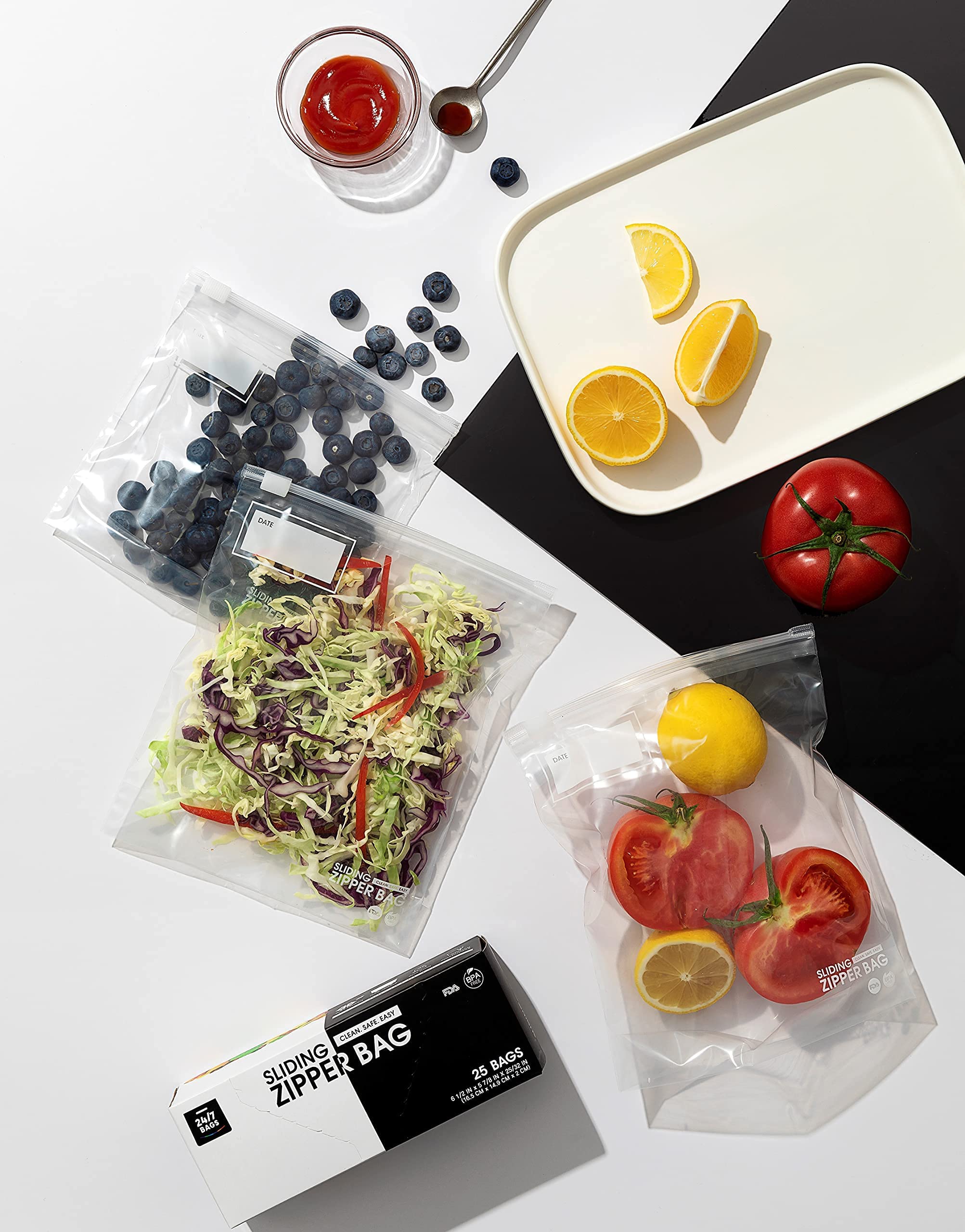 50 Slider Small Food Storage Bags, Expandable Bottom, Secure Slider Seal, BPA-Free, Easy Open On The Go for Snacks