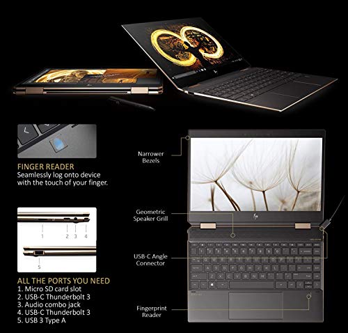 HP Newest Spectre x360 15t Touch AMOLED 10th Gen Intel i7-10510U with Pen, 3 Years McAfee Internet Security, Windows 10 Professional, Warranty, 2-in-1 Laptop PC (16GB, 1TB SSD, Dark Ash)