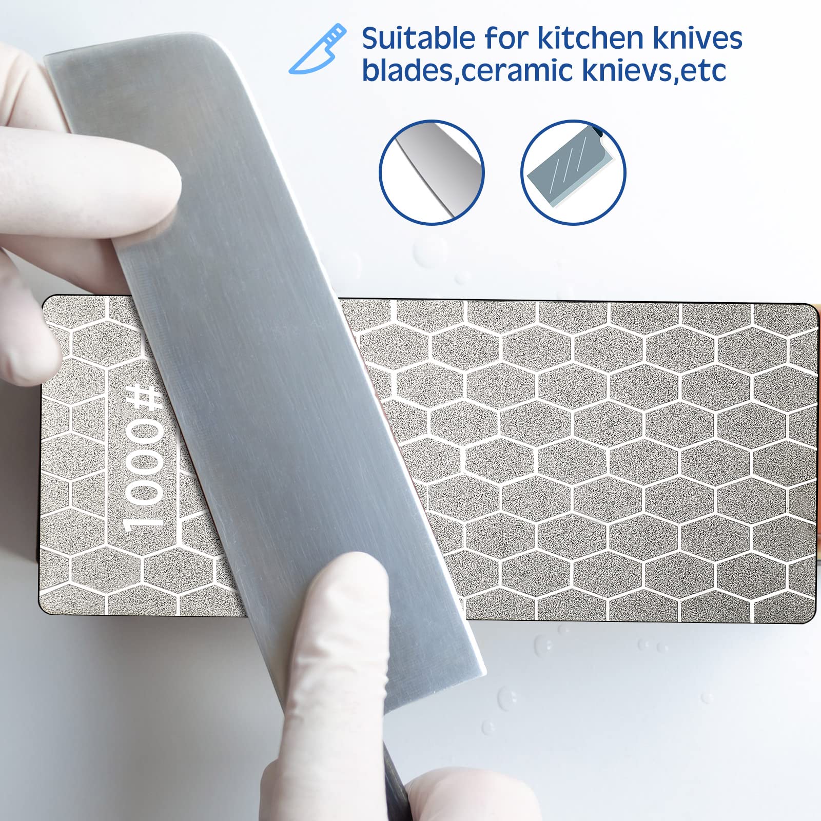 6 Pcs Diamond Sharpening Stone Honing Stone Lapping Plate Diamond Sharpening Plate Fine Coarse Diamond Stone for Kitchen Blade Blunt Edges Chisel, 5.9 x 2.48 Inch, 200, 400, 600, 800,1000, 1200 Grit