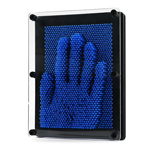 3D Pin Art Board Toy - Large Size Desk Toy Sculpture for Children Adults 6 x 8 inches (Blue)