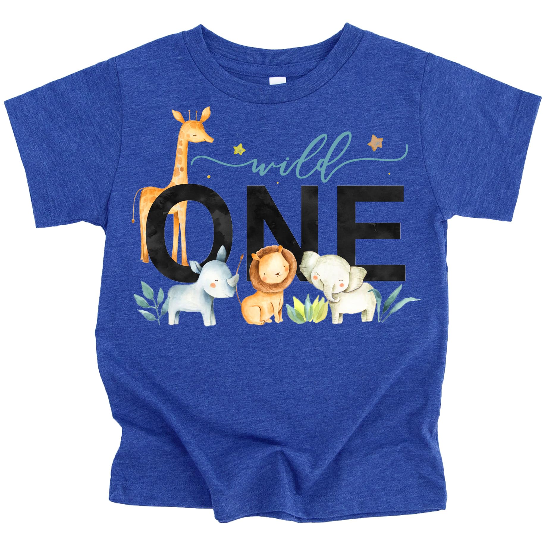 Wild One Boys 1st Birthday Safari Animal Themed T-Shirts for Baby Boys Vintage Royal Shirt 12 Months