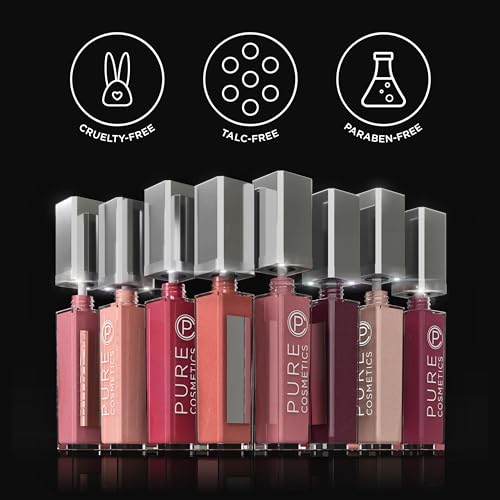 Pure Cosmetics Pure Illumination Lip Gloss - LED-lit Applicator w/Side Mirror - Non-Sticky, Moisturizing & Hydrating Lip Glosses - Soothes & Protects Dry Chapped Lips (Classy)