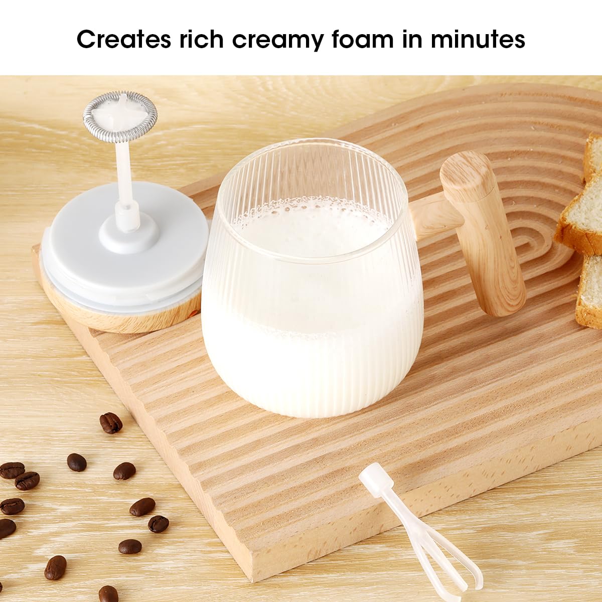 Aieve Electric Milk Frother Cup, USB Handheld Milk Frother Self Mix Cup with Lid Foam Maker for Latte,Cappuccino