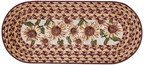Brumlow Mills Sunflower Braided Pattern Rustic Floral Area Rug for Kitchen, Entryway, Bathroom Mat and Home Décor, 20" x 44"