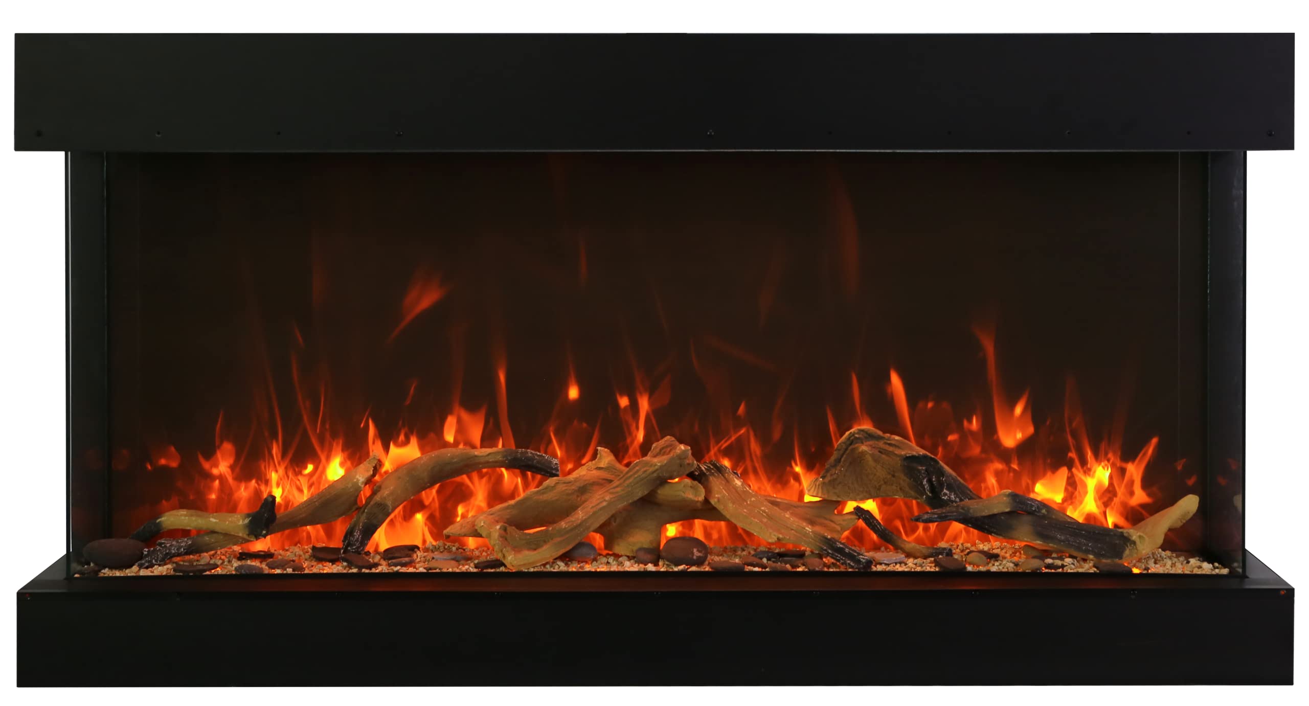 40-TRU-View-XL XT - 3 Sided Electric Fireplace 40 Inch, 3-Sided Glass Fireplace Heater w/Remote Control & 8H Timer, Thermostat, Black, Adjustable Brightness, Realistic Flame Effects