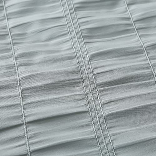 KAKIJUMN Sage Green Comforter Set Full Size, 7 Piece Bed in a Bag Seersucker Comforter and Sheet Set, All Season Soft Microfiber Complete Bedding Set(Green,Full)