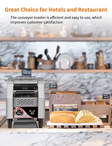 Commercial Conveyor Toaster 150 Slices/Hour 110V Heavy Duty Restaurant Toaster Electric Countertop Belt Machine for Home Office Bread Bagel Breakfast Food