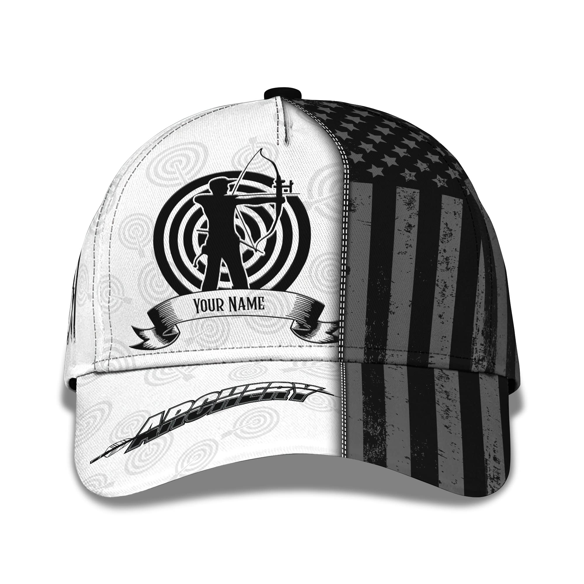 3D Printing Custom Archery Man American Snapback Baseball Cap Target Bow Hat Gift for Sport Lovers Men Boys Multicolor