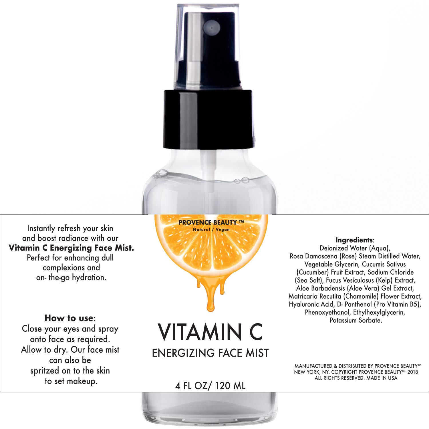 Vitamin-C Face Mist and Setting Spray for All Skin Types - Enhanced with Hyaluronic Acid, Aloe Vera and Rose Water - Skin Brightening, Anti-Aging, Moisturizing, Pore Minimizing - 4 Fl Oz