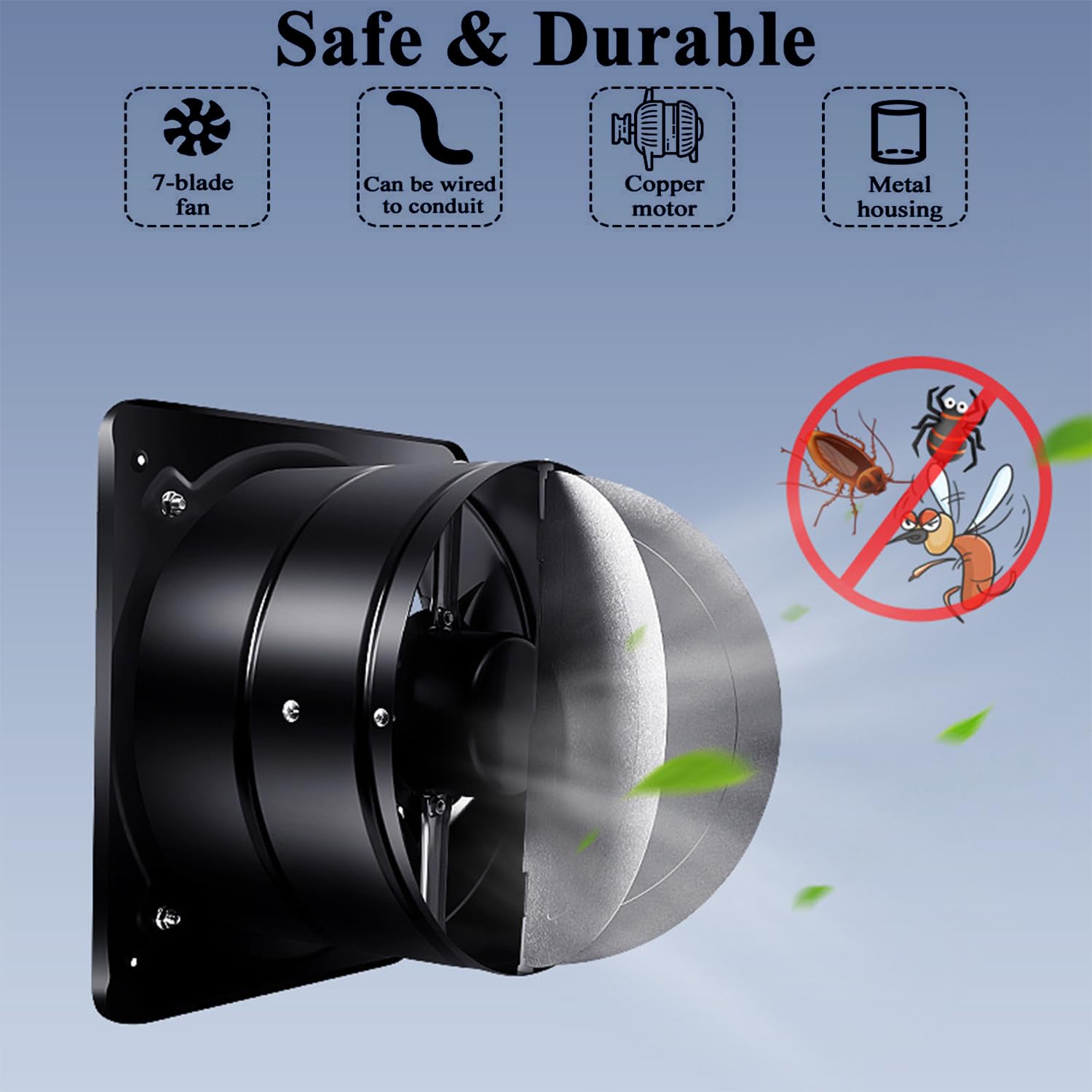 ACEDUROBLA 4 inch Exhaust Fan Metal Iron Ventilation Extractor, Silence with Anti-backflow Check Valve Window and Wall Mount Vent Fans for Home Office Kitchen Bathroom Grow Tent Garage