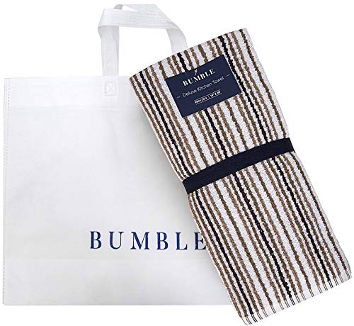 400 GSM Absorbent 6 Pack Cotton Popcorn Stripe Kitchen Towels with Hanging Loop - 16x26 Inches, Tan