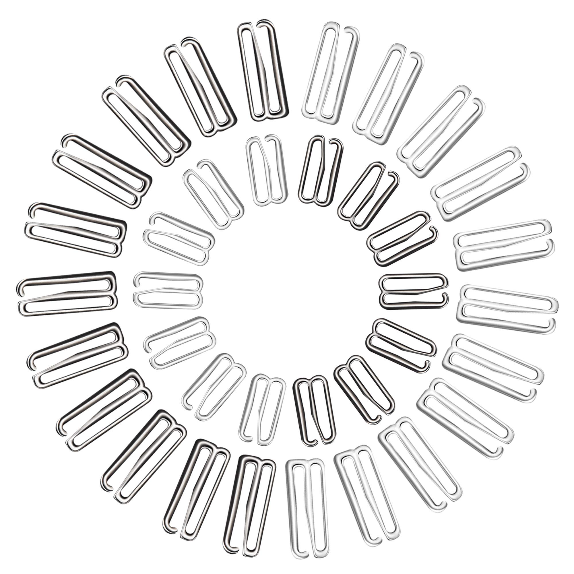 40 Pieces Swimsuit Bra Hooks Bra Strap Hook Replacement Bra Strap Slide Hook Metal for Swimsuit Tops and Lingerie, 2 Sizes (18 mm, 25 mm, Black, Silver)